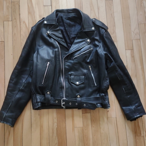 Jackets & Coats | Vintage Black Leather Biker Jacket 8s Heavy Metal ...
